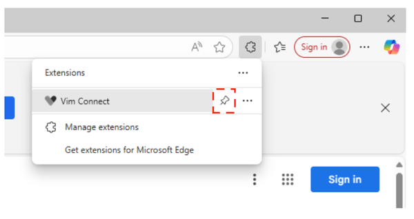 Installing Vim Connect on Microsoft Edge